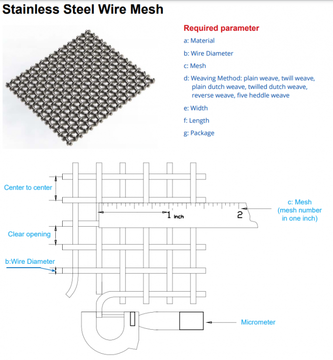 304 Stainless Steel Wire Mesh Cloth ASTM E2016-20
