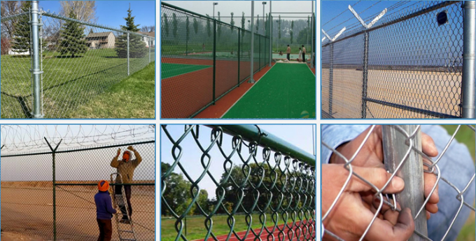Green black 6 Ft Galvanized Chain Link Fence 2.0mm 2.5mm Cyclone Wire Fence