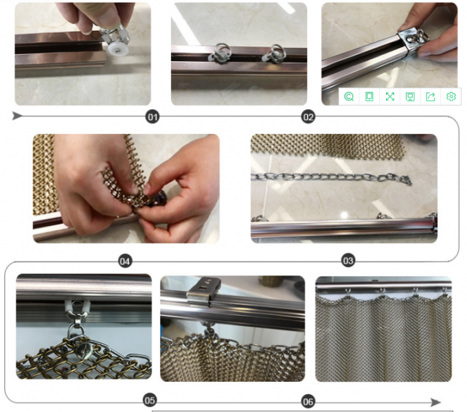 Modern Design Balcony Architectural Metal Mesh With Gold Color