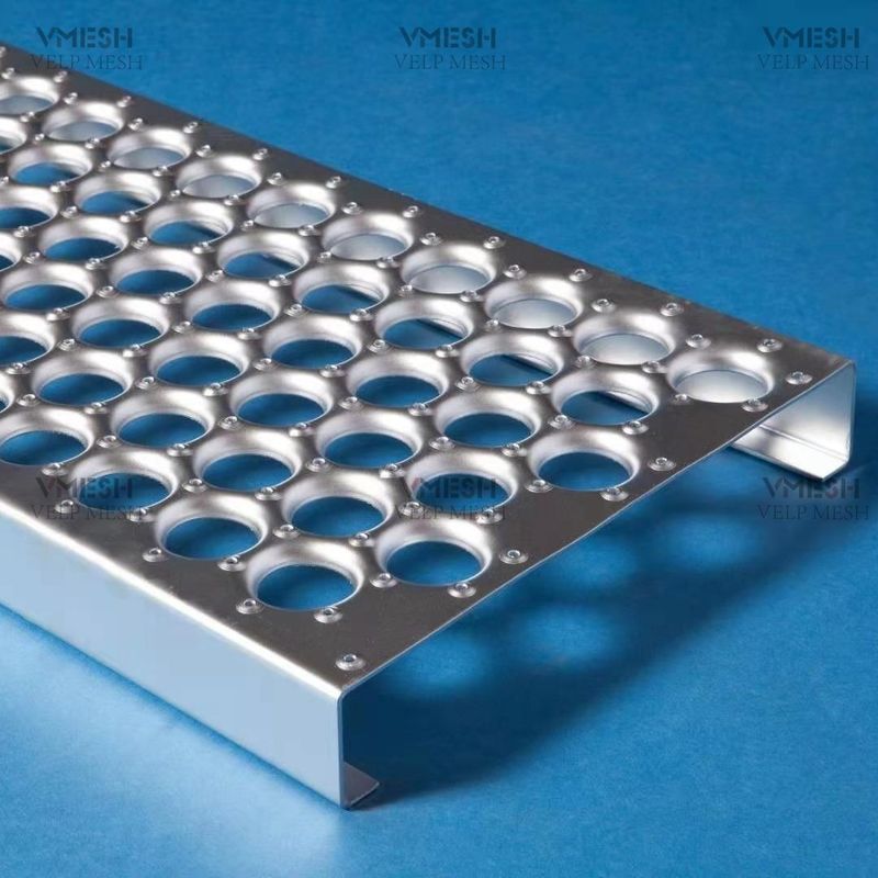 Hot Dip Galvanized Round Hole Metal Plank Grating Perf O Grip Walkway 2-4m