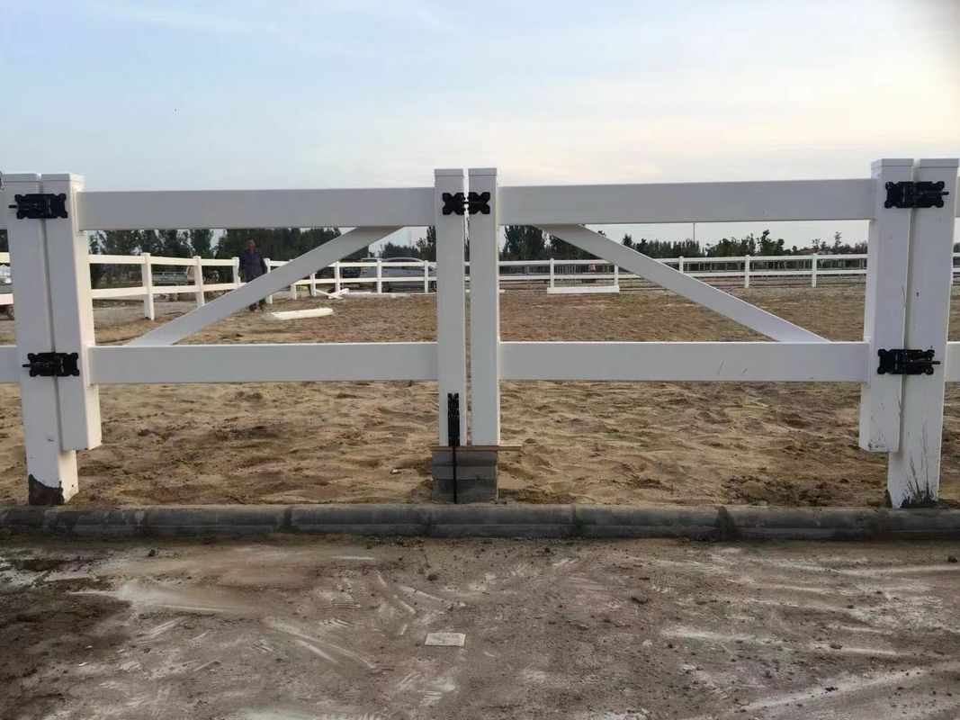 Stable White Black Color PVC Rail Fencing Ranch Paddock Horse Fencing