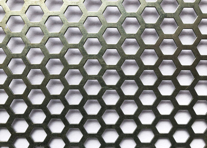 Customized Hexagonal Perforated Metal , Hexagonal Metal Mesh For Decoration