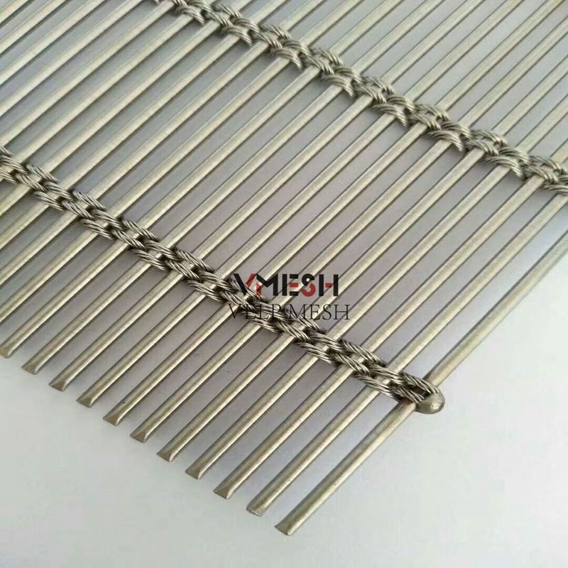 Decorative Stainless Steel Cable Rod Woven Metal Wire Mesh For Facade ...