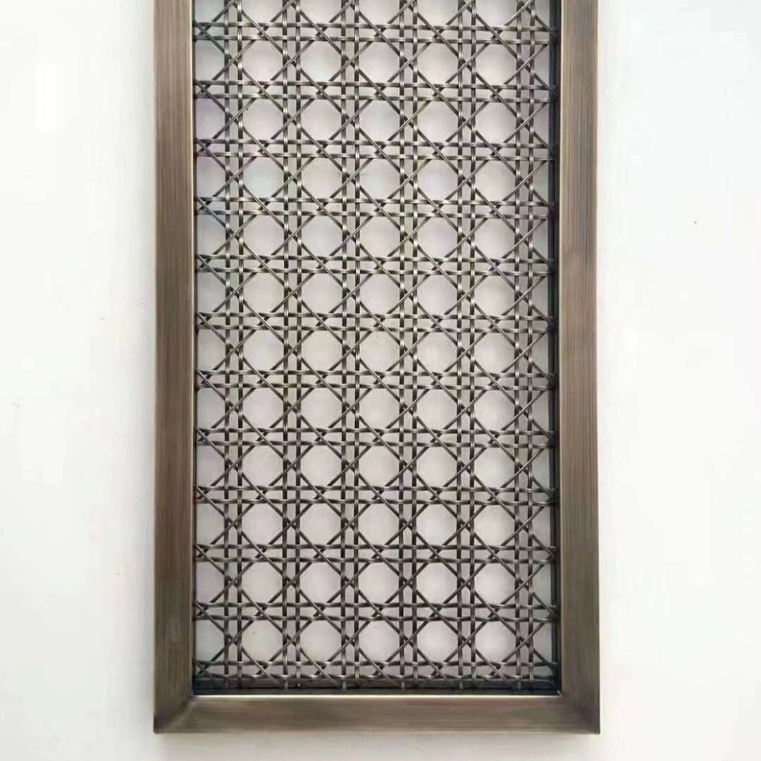 Burnished Brass Crimped Wire Grille Diamond Metal Mesh