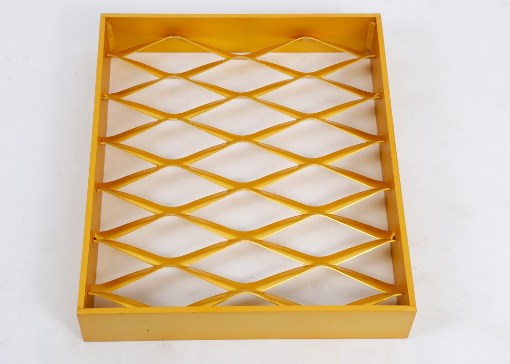 Gold Aluminum Expanded Mesh Cladding with Frame - Anti-Acid