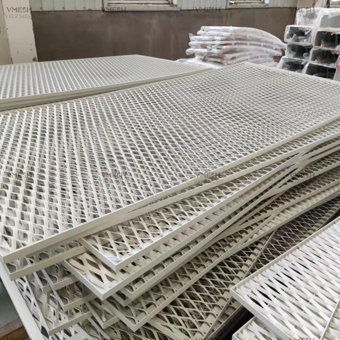 Powder Coating White Color Expanded Metal Mesh For Wall Facaded